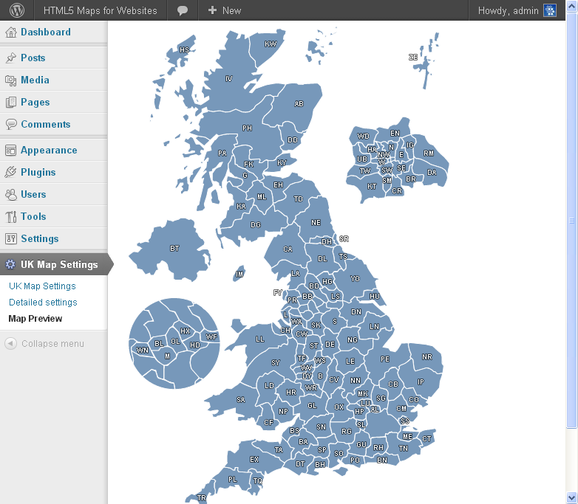 United Kingdom Postcode Interactive HTML5 Map For WordPress United Kingdom Postcode Interactive HTML5 Map For WordPress