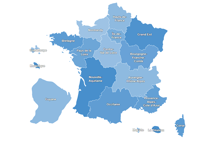 France Map With Clickable regions (incl. DOM-TOM) for WordPress/HTML ...